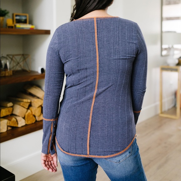 Dash of Pink | Tops | On The Edge Of Spring Top In Slate Blue | Poshmark